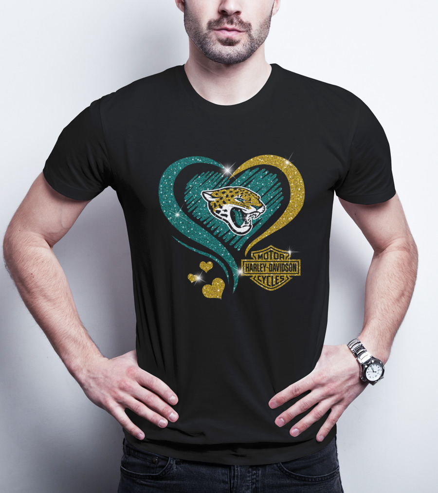 Harley Davidson Motorcycles Jacksonville Jaguars Heart T-Shirt