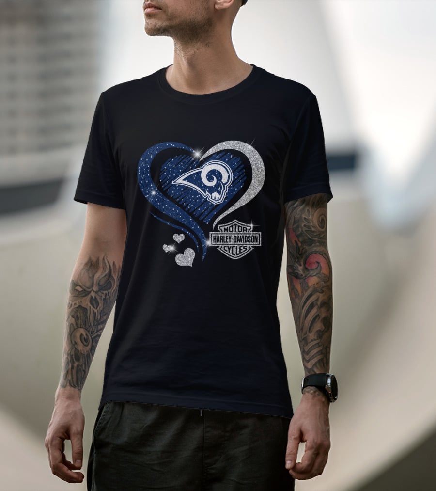 Harley Davidson Los Angeles Rams Heart Motif T-Shirt
