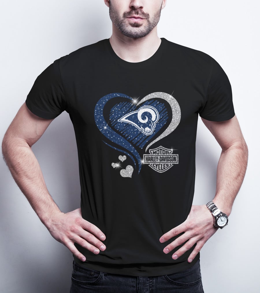 Harley Davidson Los Angeles Rams Heart Motif T-Shirt