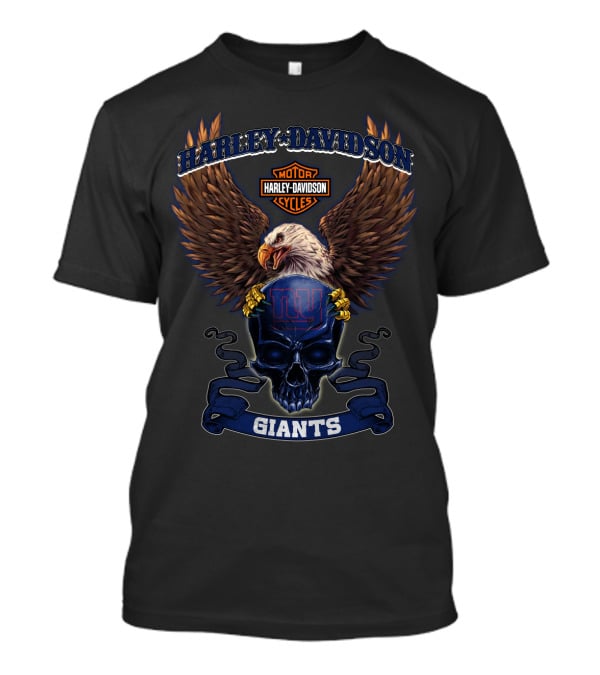 Harley Davidson Motorcycles Giants Ny Eagle Skull T-Shirt