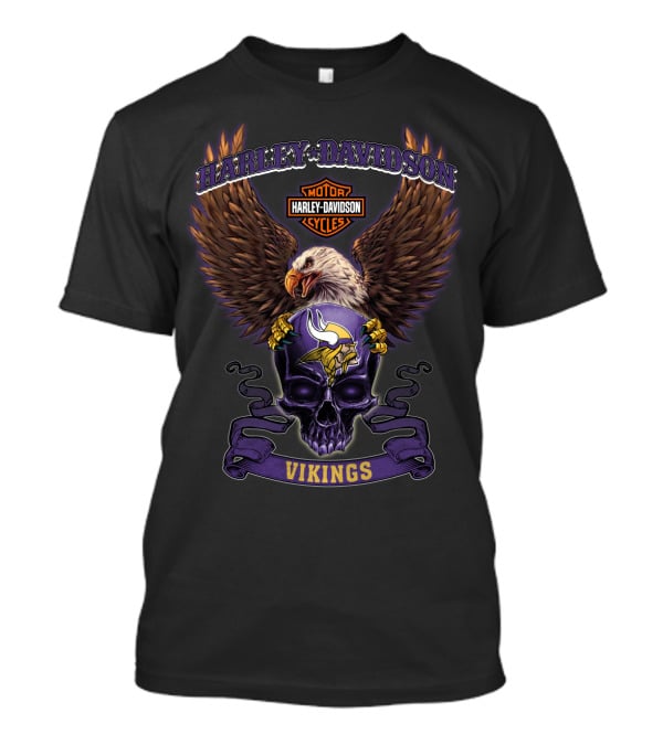 Harley Davidson Motor Cycles Bald Eagle Vikings Minnesota Vikings T-Shirt