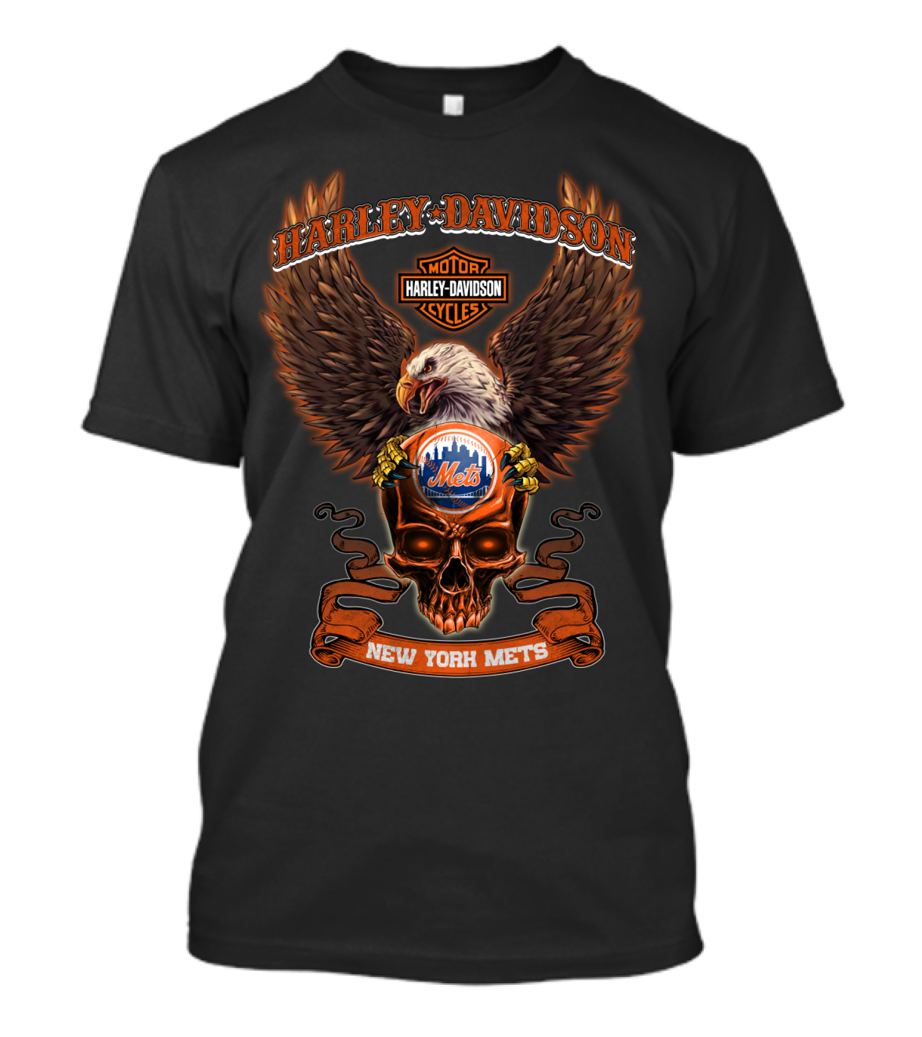 Harley Davidson Motor Cycles Eagle New York Mets T-Shirt