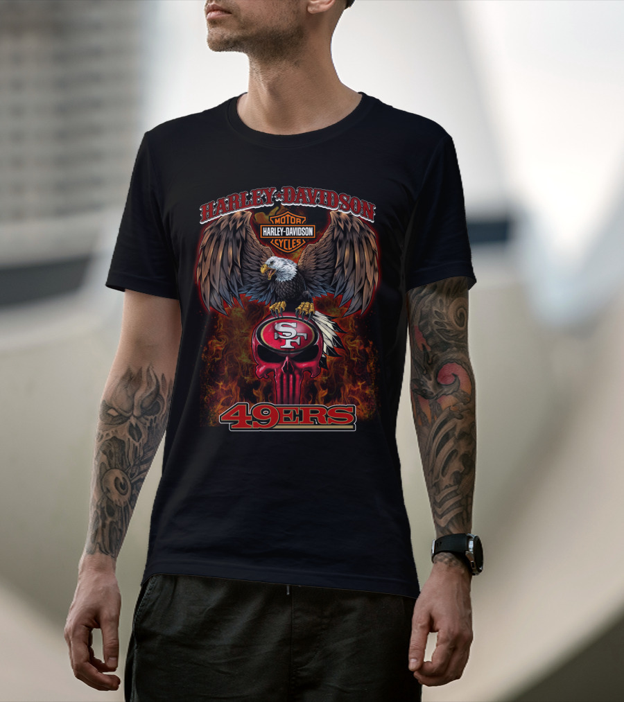 Harley Davidson Motor Cycles San Francisco 49ers Eagle T-Shirt
