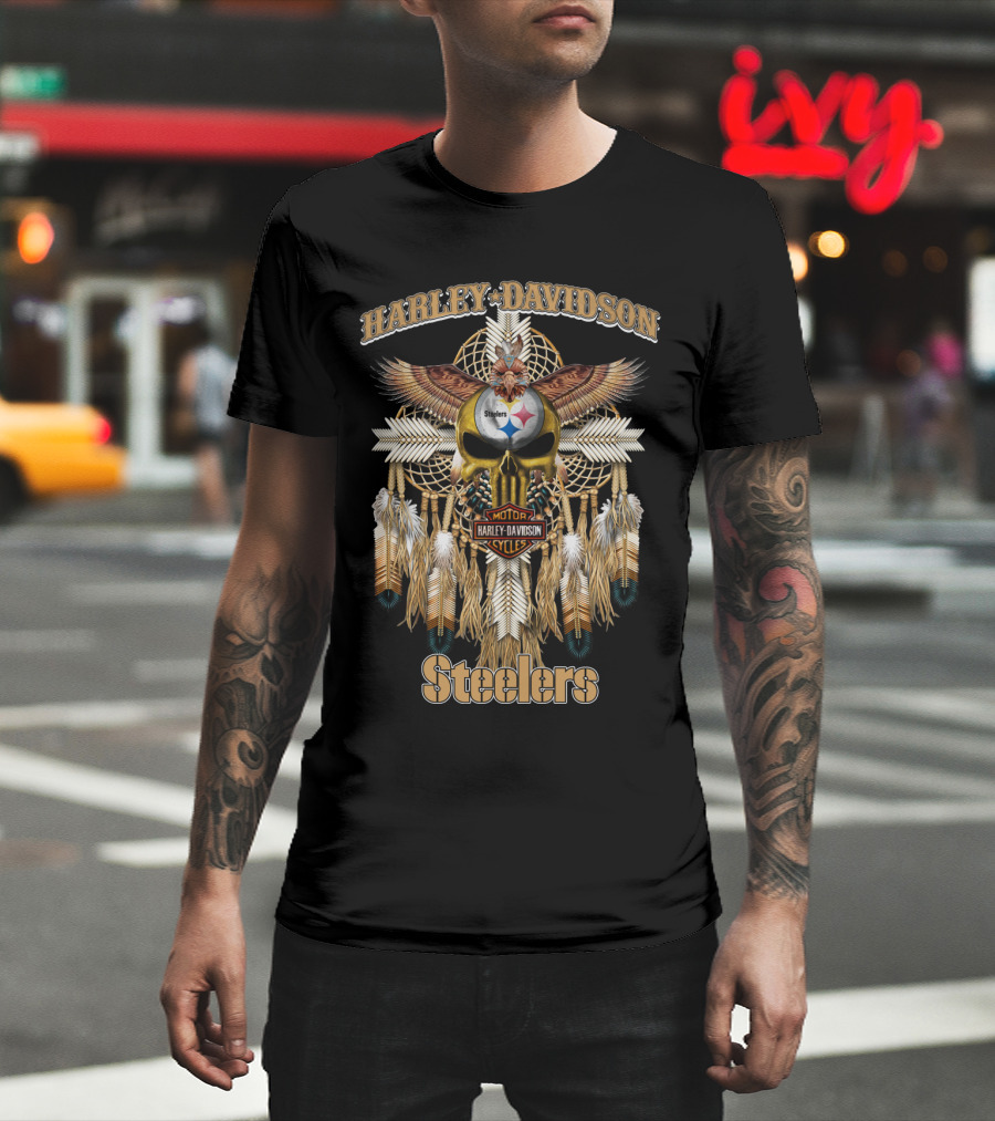 Harley Davidson Steelers Motorcycles Dreamcatcher T-Shirt