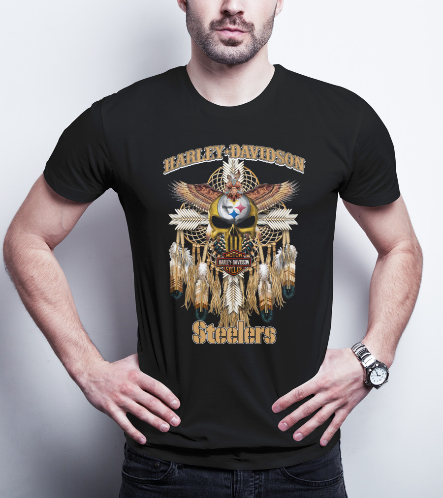Harley Davidson Steelers Motorcycles Dreamcatcher T-Shirt