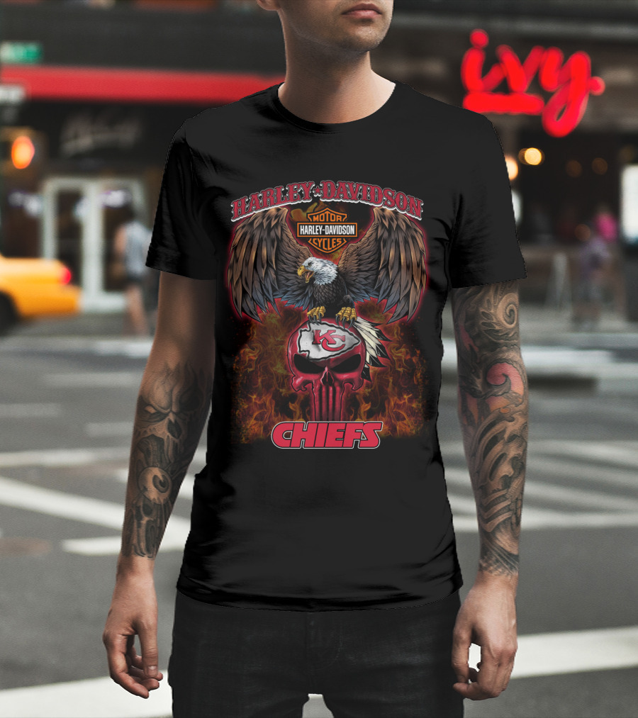 Harley Davidson Motor Cycles Eagle Kansas City Chiefs Chiefs T-Shirt