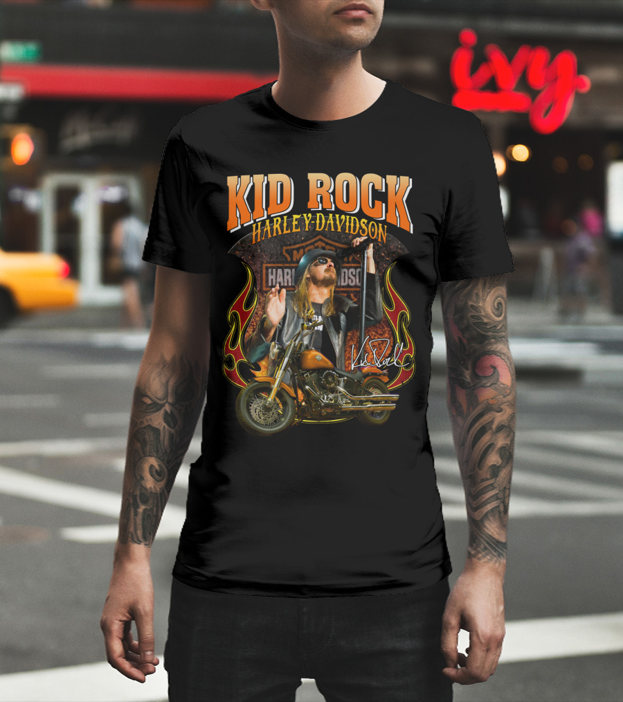 Kid Rock Harley Davidson Motorcycle Flames Promo T-Shirt