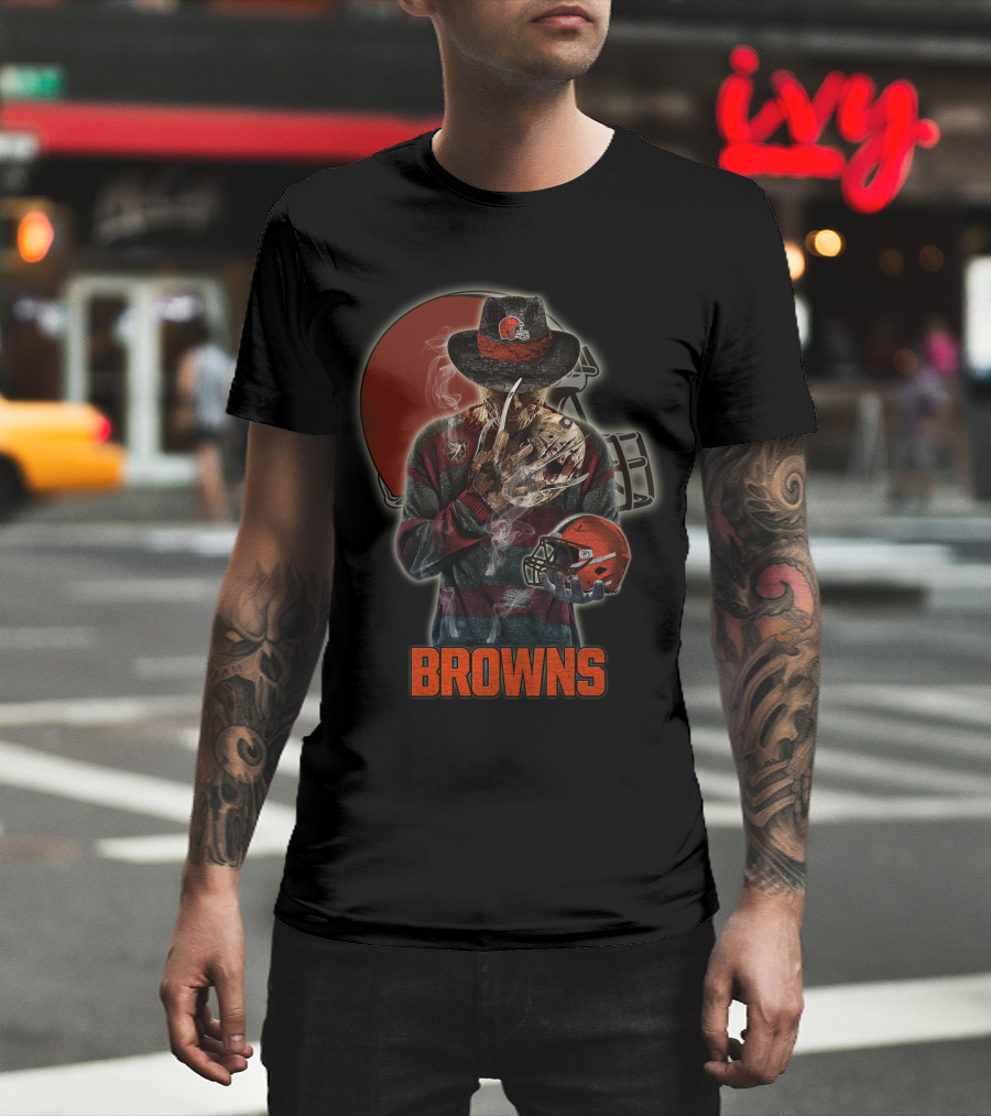 Browns Jason Voorhees Freddy Krueger Mashup Cleveland Helmet T-Shirt