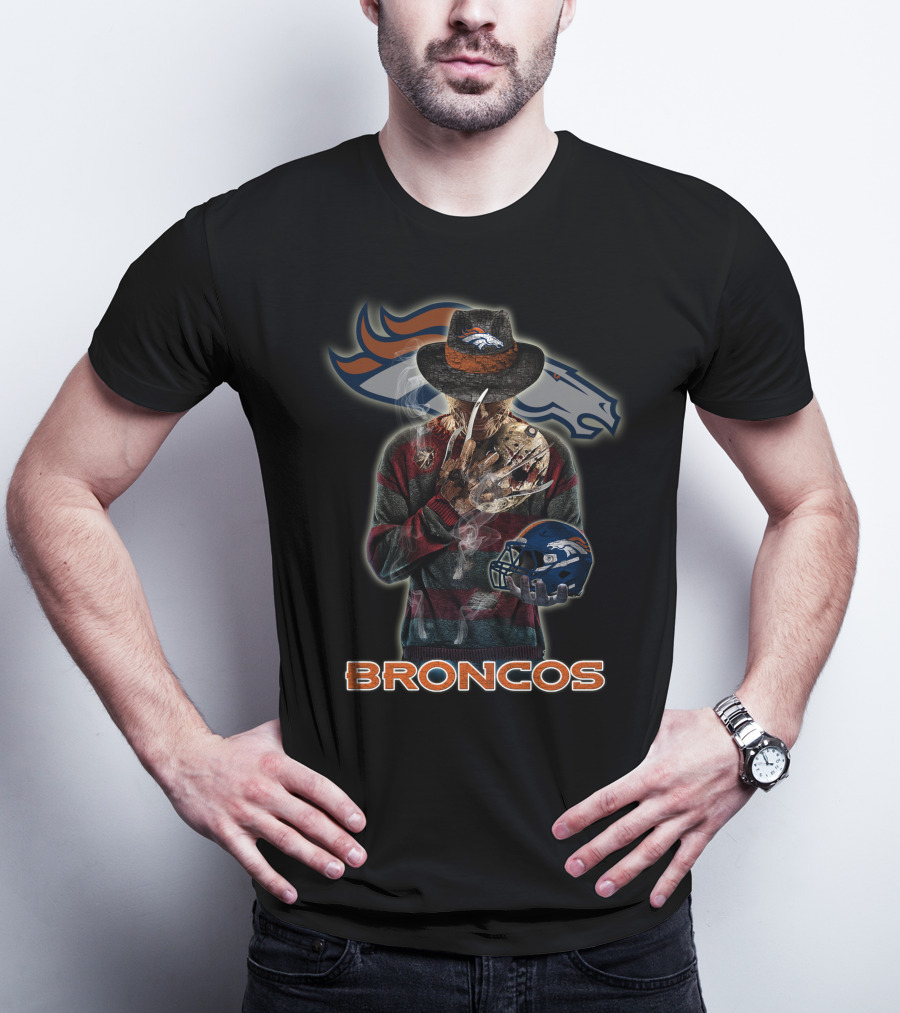 M2 Jason Voorhees Denver Broncos Freddy Krueger Crossover T-Shirt