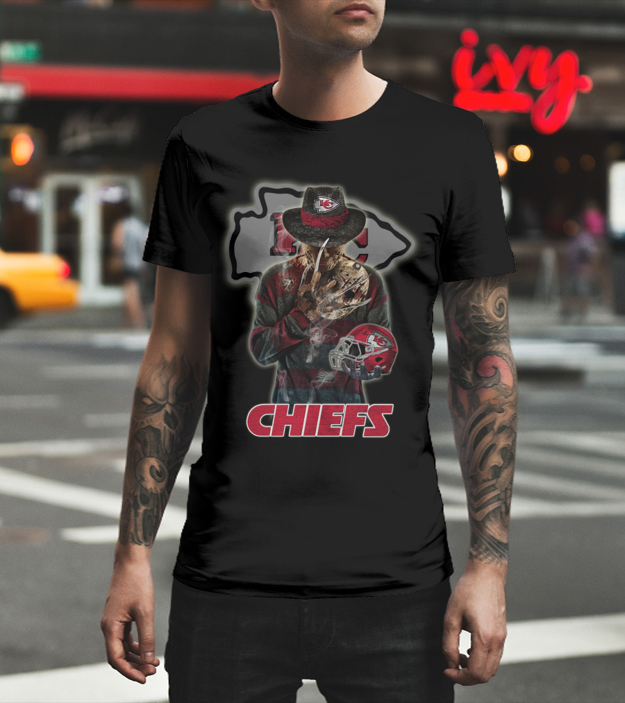 M2 Jason Voorhees Kansas City Chiefs Freddy Krueger Crossover Chiefs T-Shirt