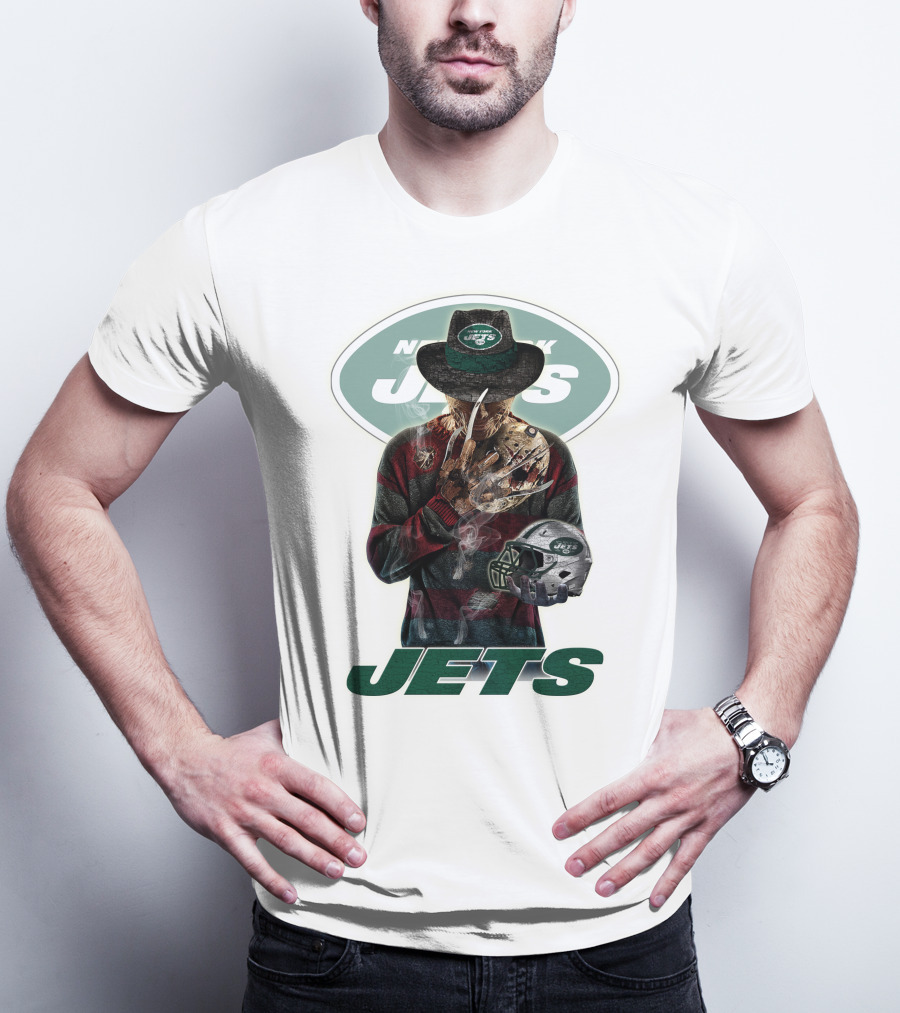Jason Voorhees New York Jets Freddy Krueger Crossover NFL Football Fan T-Shirt
