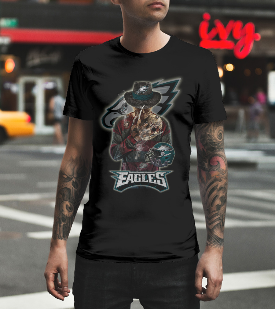 Philadelphia Eagles Freddy Krueger Crossover Fan T-Shirt