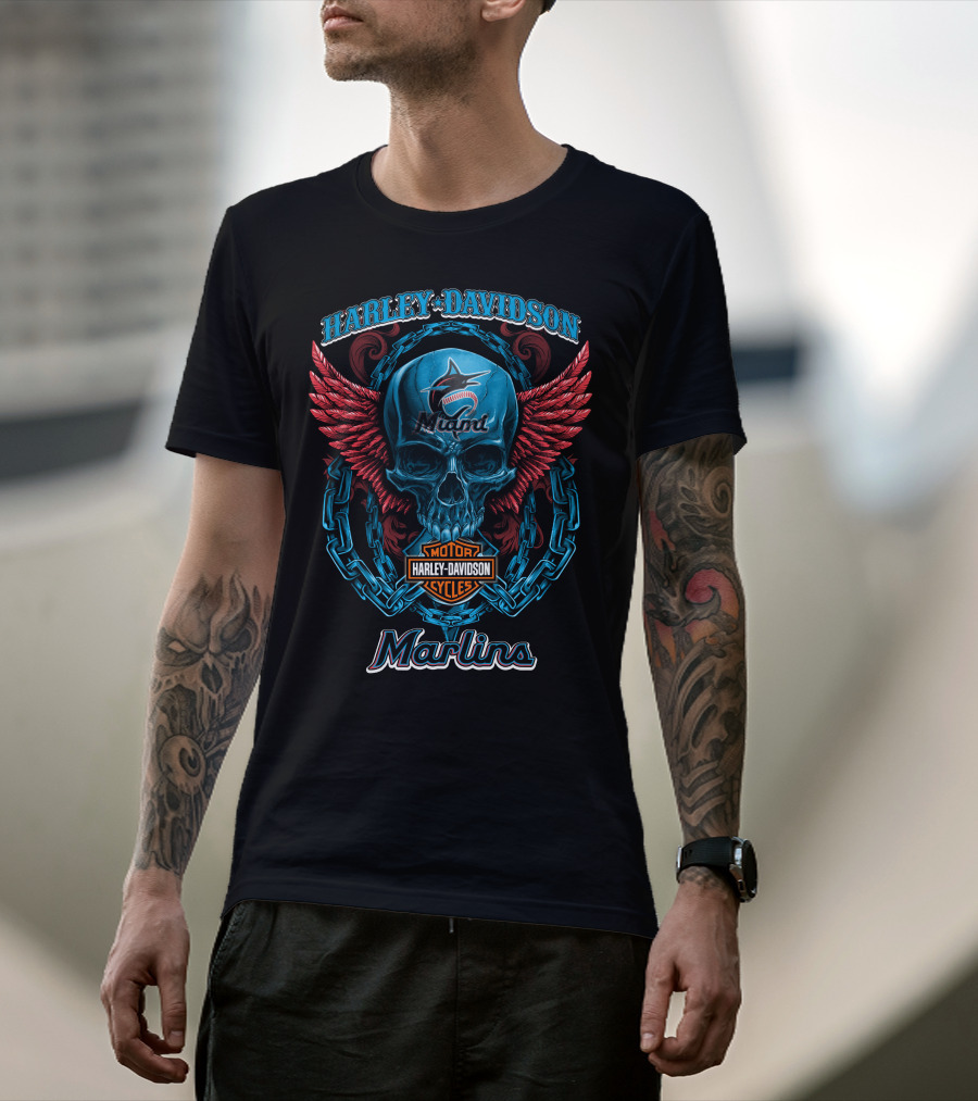 Harley Davidson Miami Marlins Motor Cycles T-Shirt