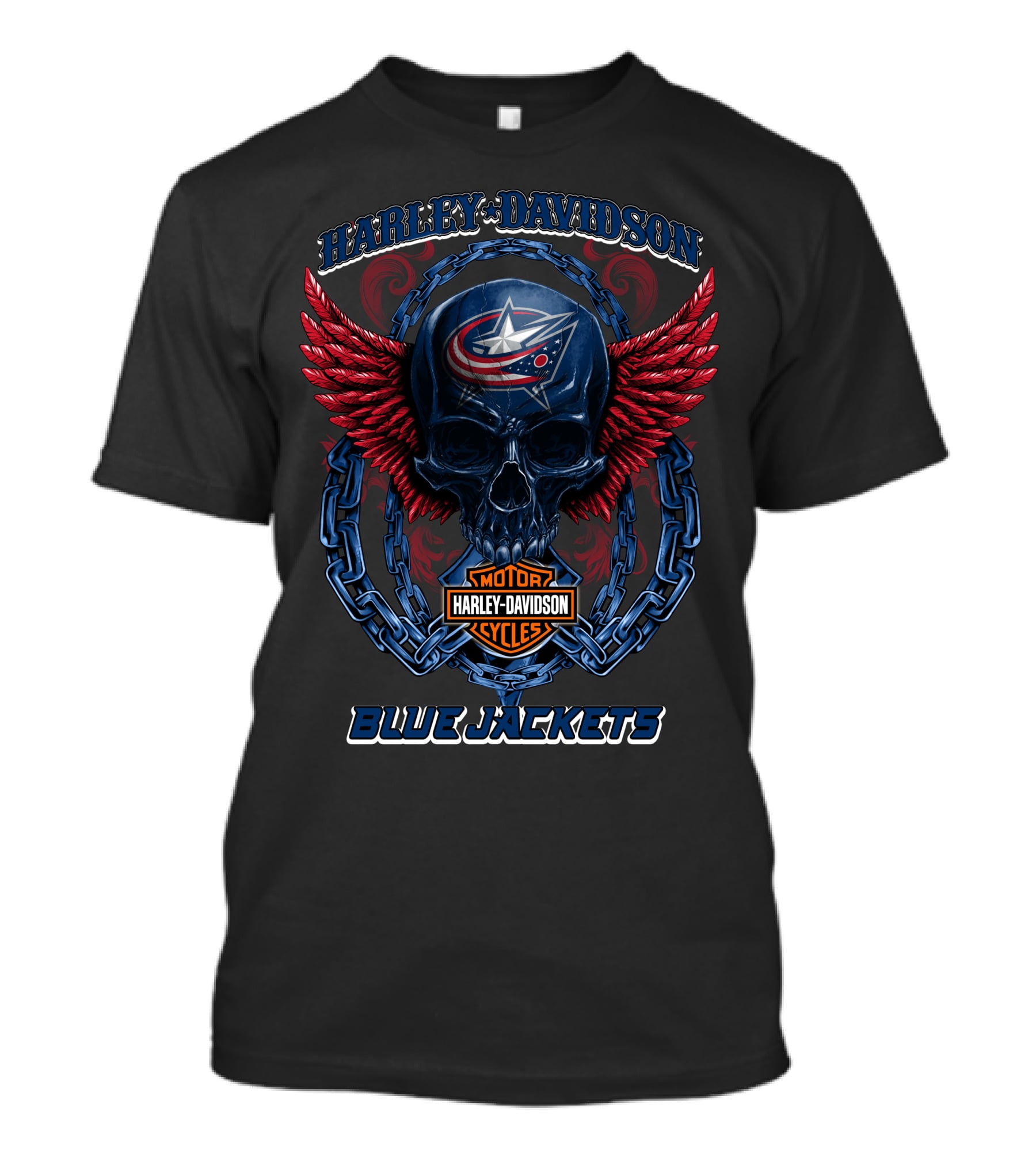 Harley Davidson Blue Jackets Columbus Nhl Motorcycles T-Shirt