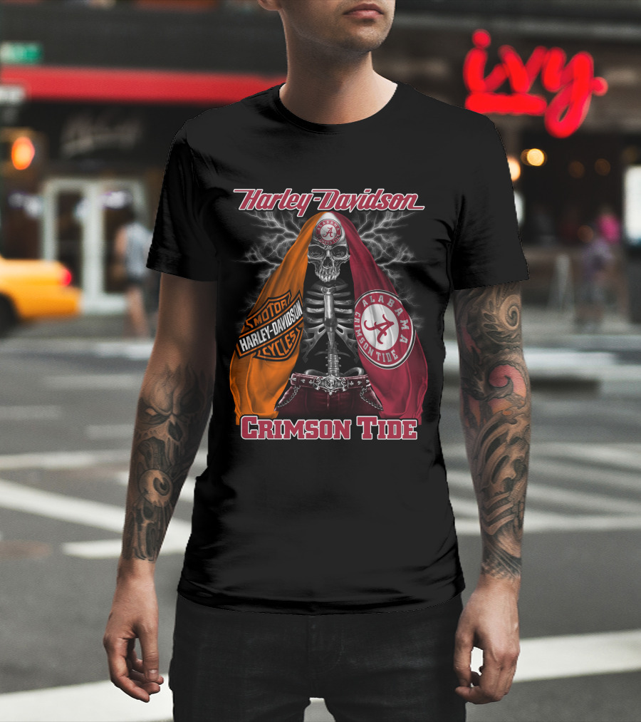 Harley Davidson Alabama Crimson Tide Skeleton M2D23 T-Shirt
