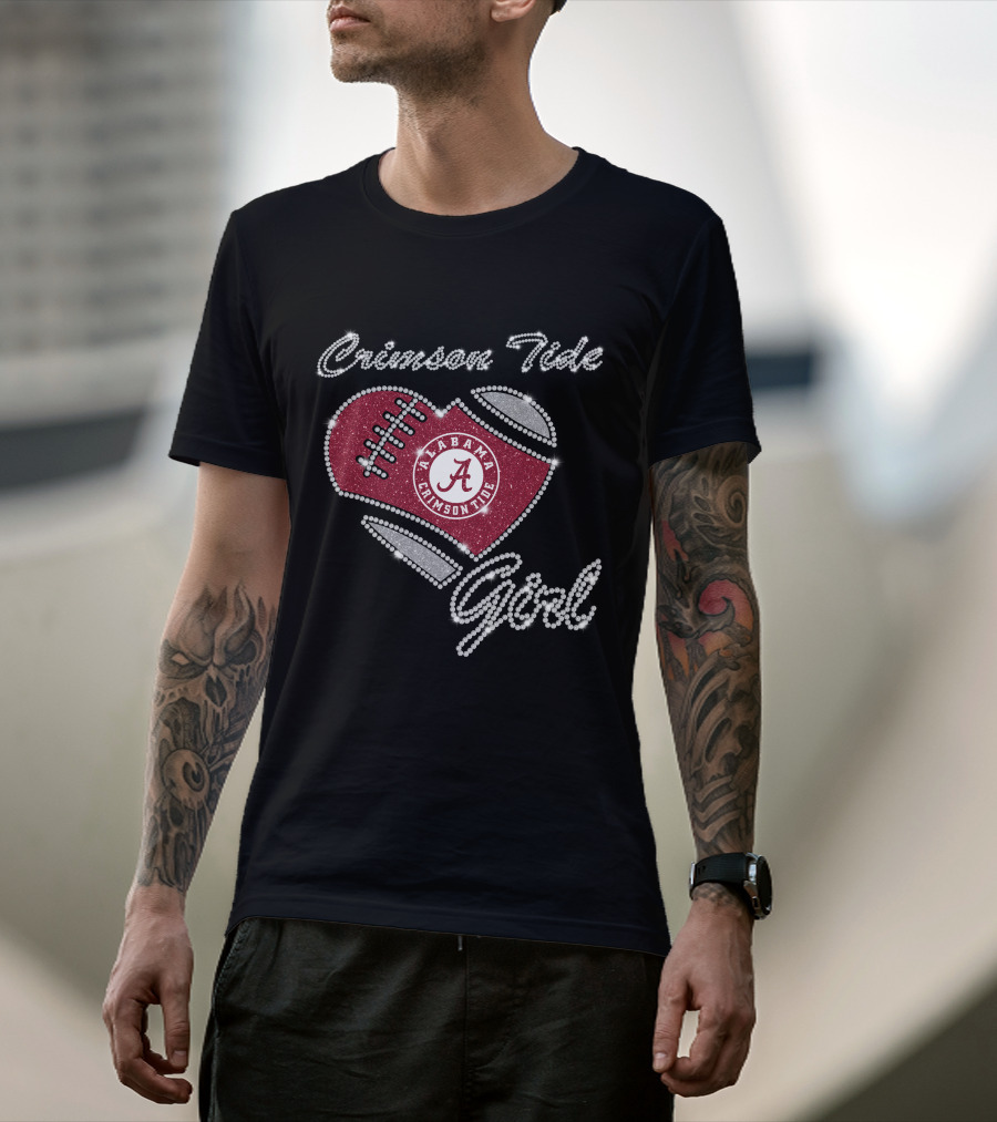 Crimson Tide Girl Alabama Crimson Tide Football Heart T-Shirt