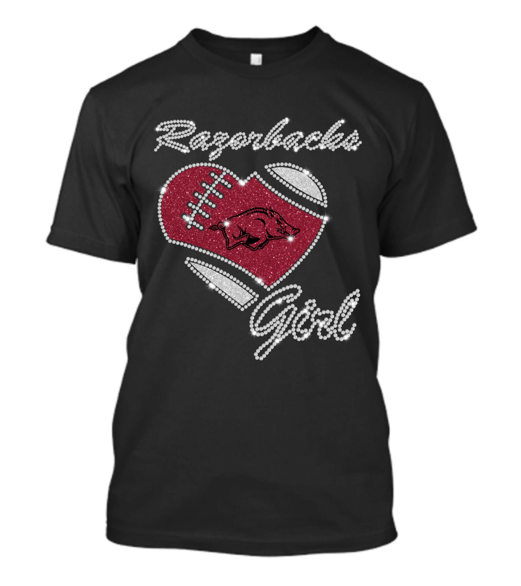 Razorbacks Girl Heart Football T-Shirt