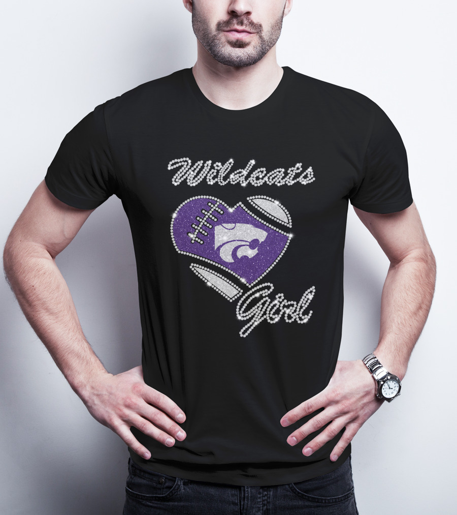 Wildcats Girl Kansas State Football Heart T-Shirt