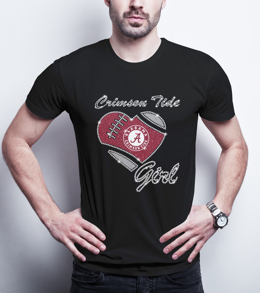 Crimson Tide Alabama Crimson Tide Girl Football Heart T-Shirt