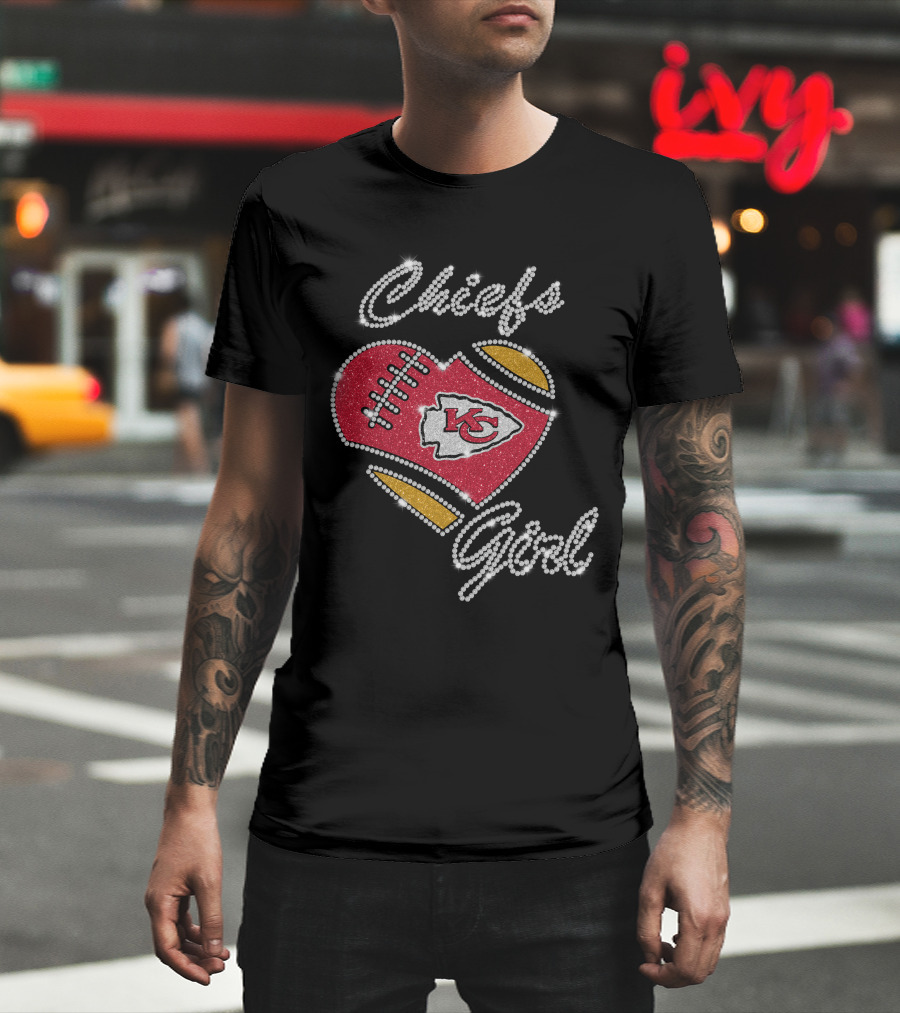 Chiefs Girl Heart Football Kc Kansas City Chiefs T-Shirt