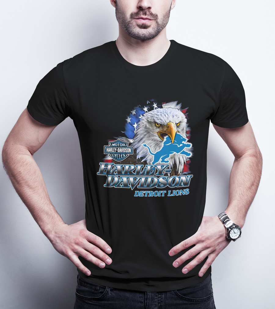 Harley Davidson Detroit Lions American Eagle T-Shirt