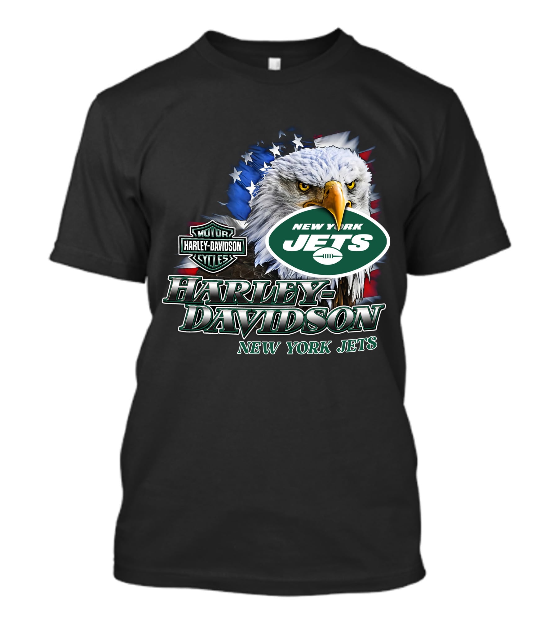 New York Jets Harley Davidson American Eagle Nfl T-Shirt