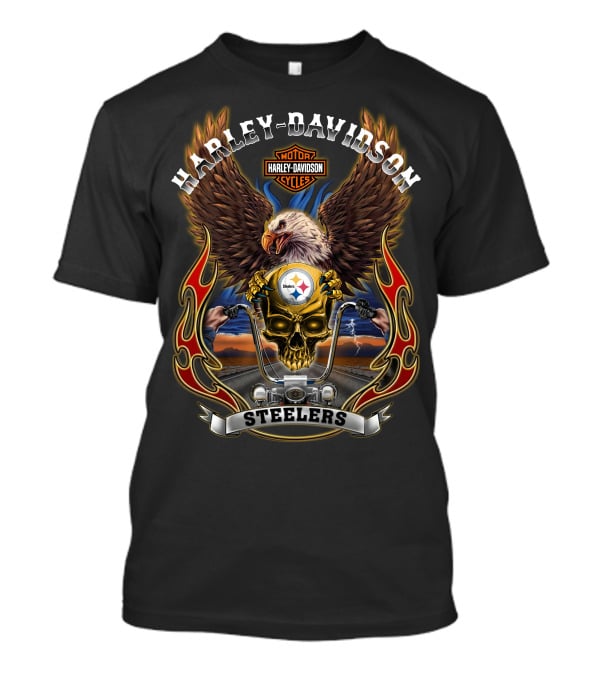 Harley Davidson Motorcycle Eagles Steelers Nfl Pittsburgh T-Shirt