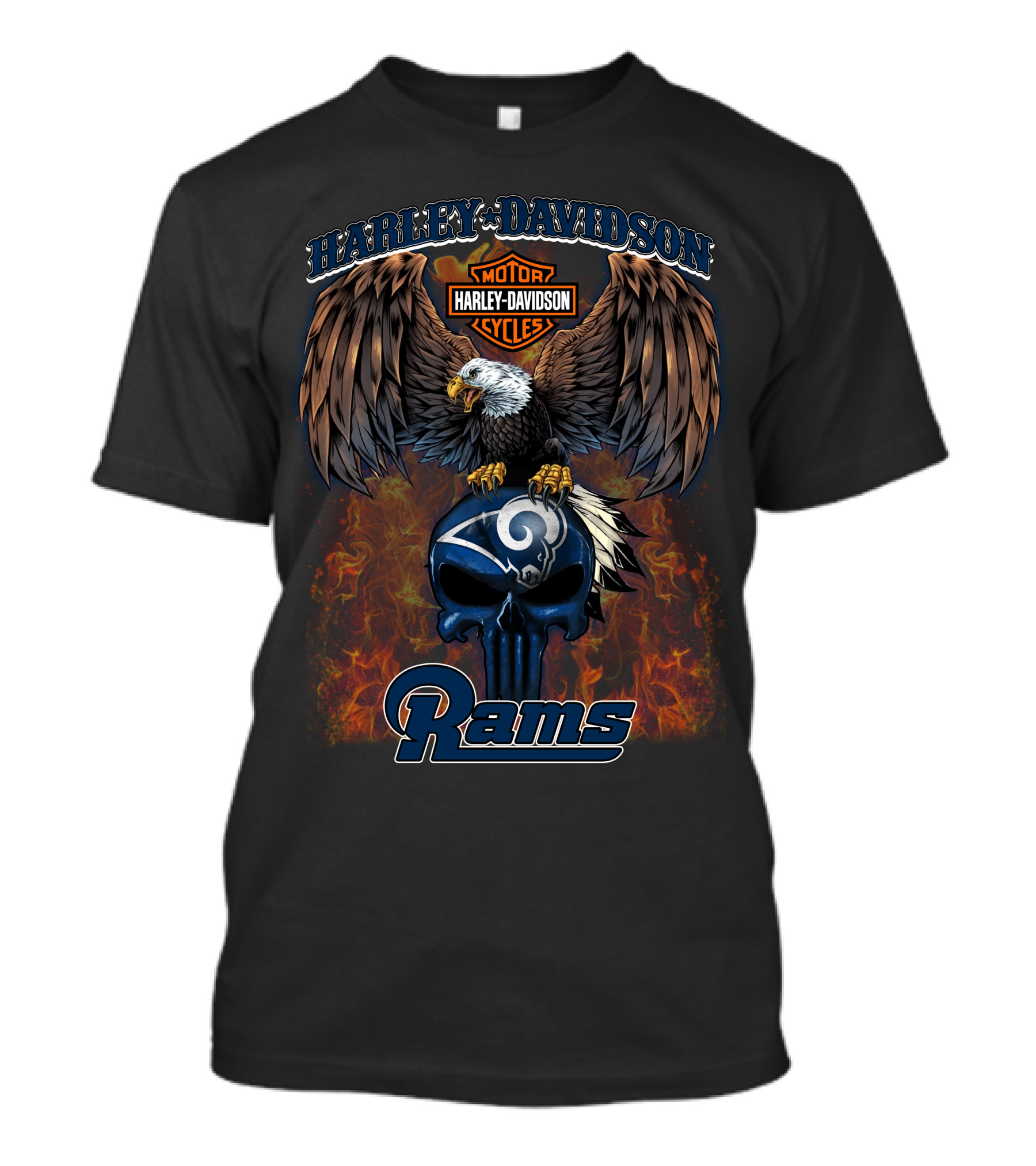 Harley Davidson Motor Cycles Rams Nfl T5M1 T-Shirt
