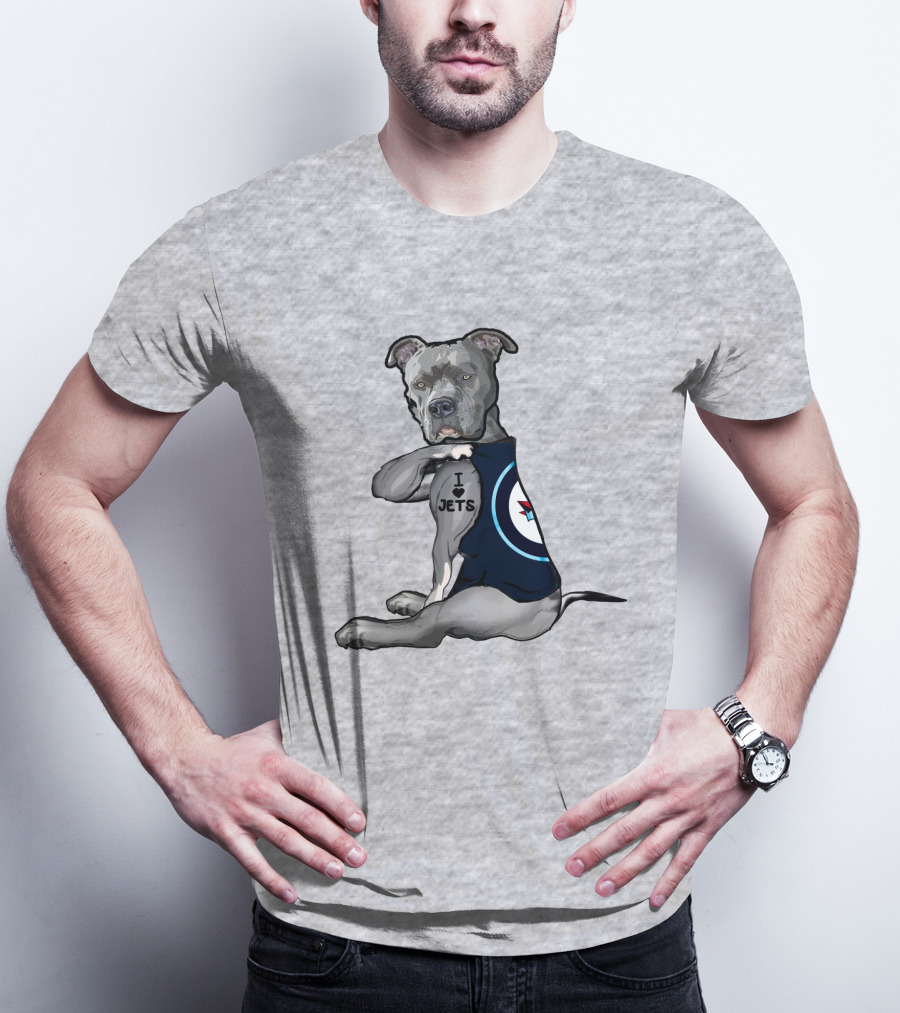 I Love Jets Pitbull Fan With Winnipeg Jets T-Shirt
