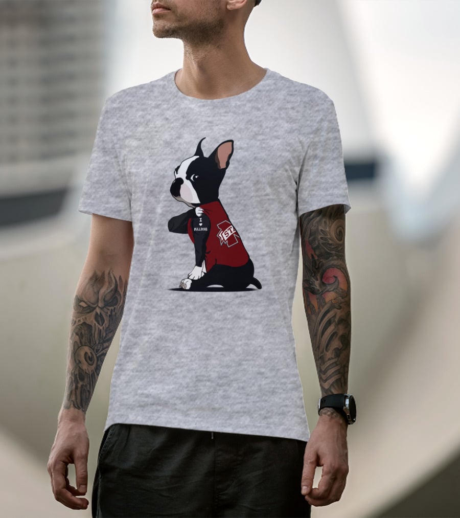 Mississippi State Bulldogs Love Boston Terrier In Jersey T-Shirt