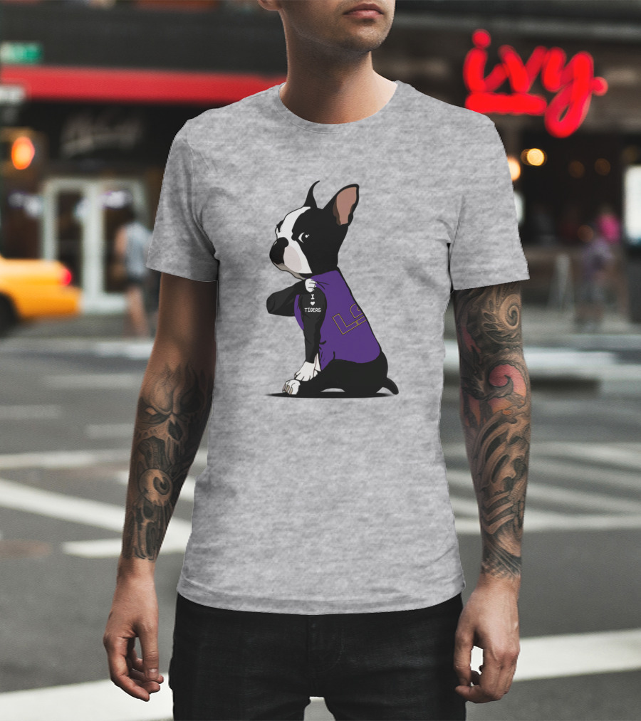I Love LSU Tigers Bulldog T-Shirt