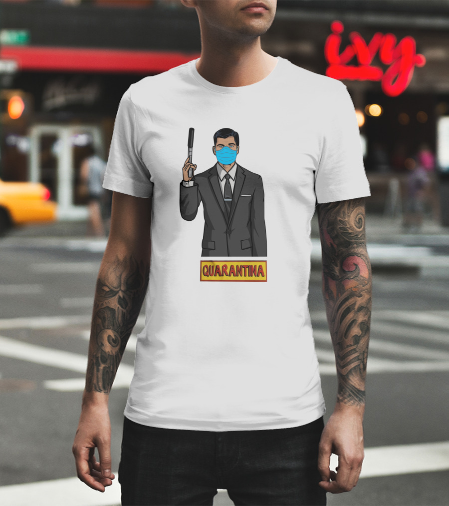 Archer Quarantina Masked Suit Man With Gun T-Shirt
