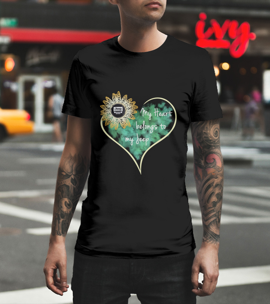 My Heart Belongs To My Jeep Sunflower T-Shirt