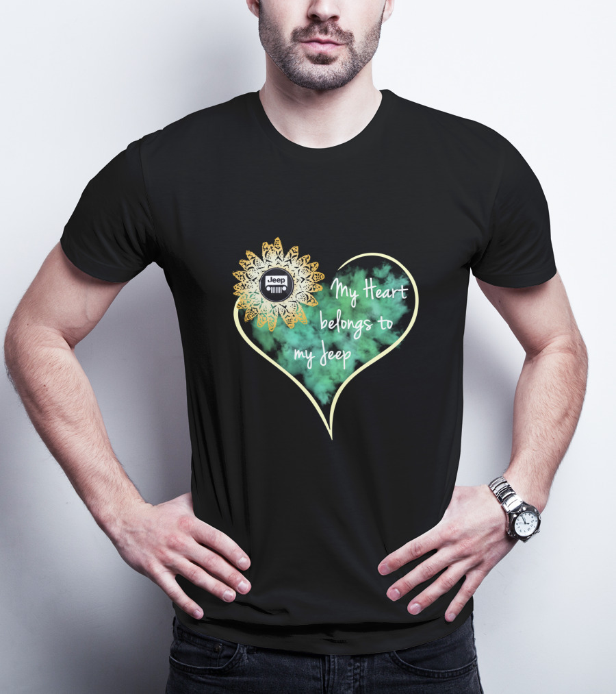 My Heart Belongs To My Jeep Sunflower T-Shirt