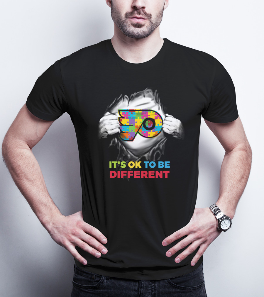 It's Ok To Be Different Autism Puzzle Flyer Nhl T-Shirt