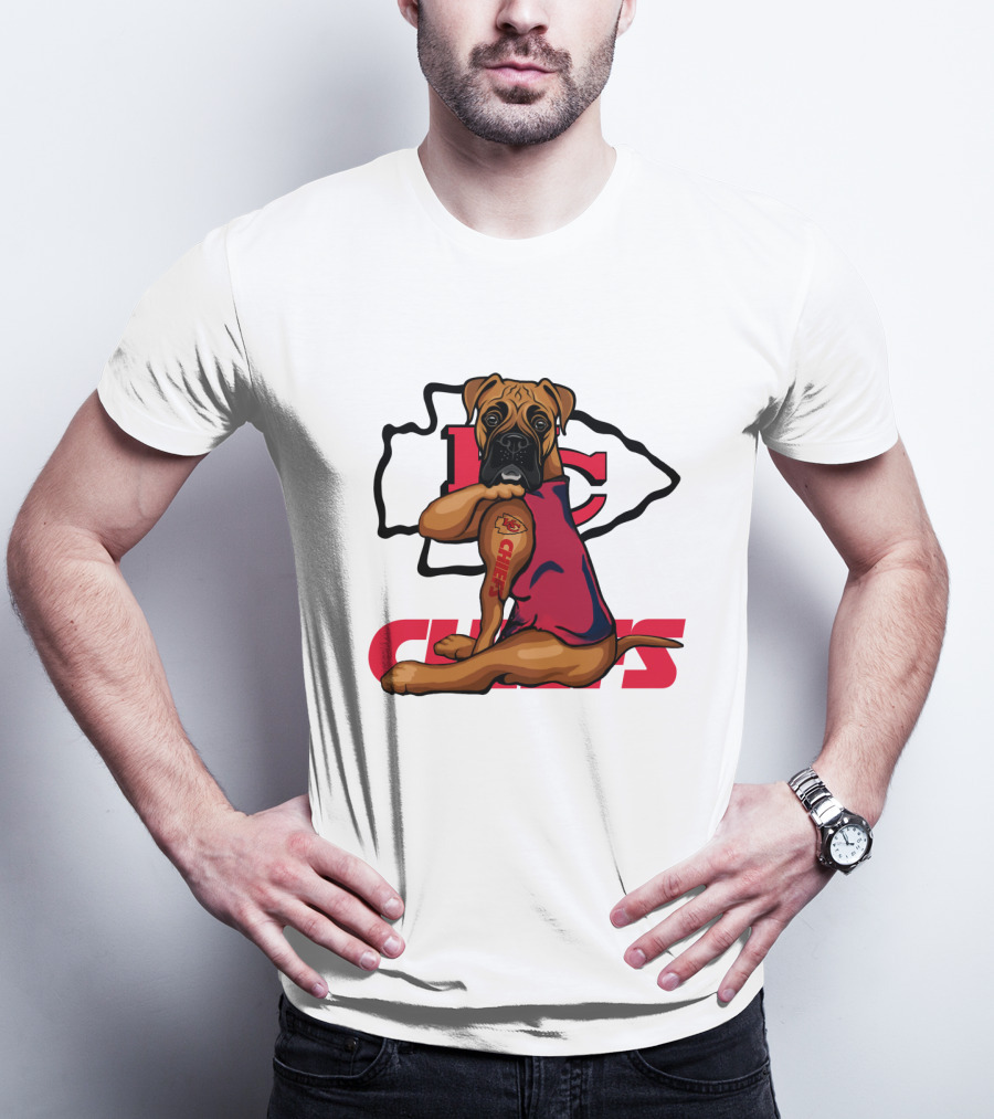 Boxer Chiefs KC Chiefs Tattoo Football Dog T-Shirt