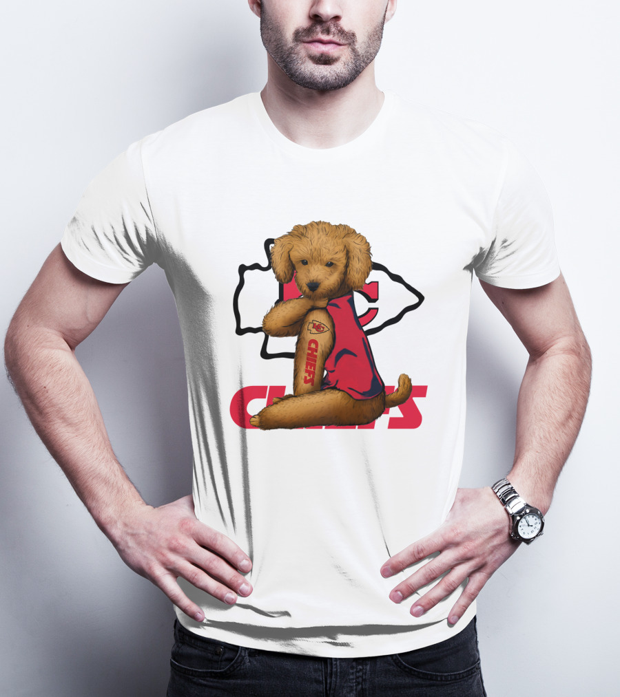 Poodle Chiefs KC Chiefs Logo Dog In Red Jersey T-Shirt