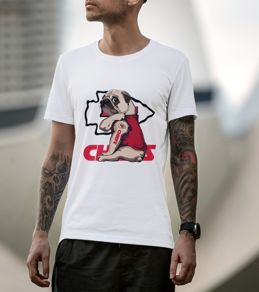 Kansas City Chiefs Pug Tattoo Fan Nfl Football T-Shirt