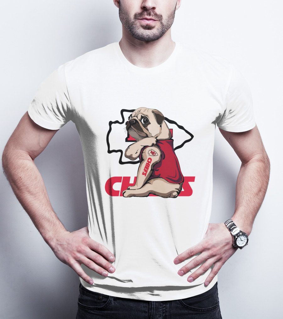 Kansas City Chiefs Pug Tattoo Fan Nfl Football T-Shirt