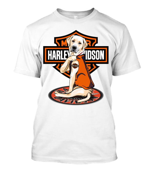 Harley Davidson Labrador Holding Motor Cycles Shield T-Shirt