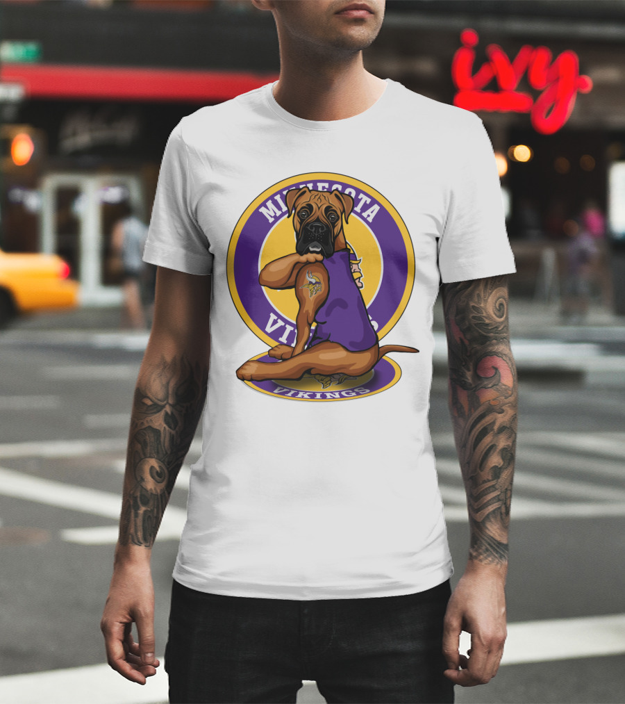 Minnesota Vikings Boxer Dog Tattoo T-Shirt