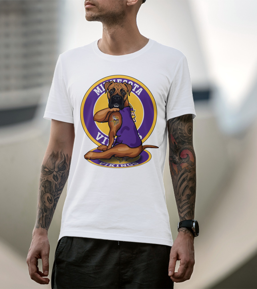 Minnesota Vikings Boxer Dog Tattoo T-Shirt