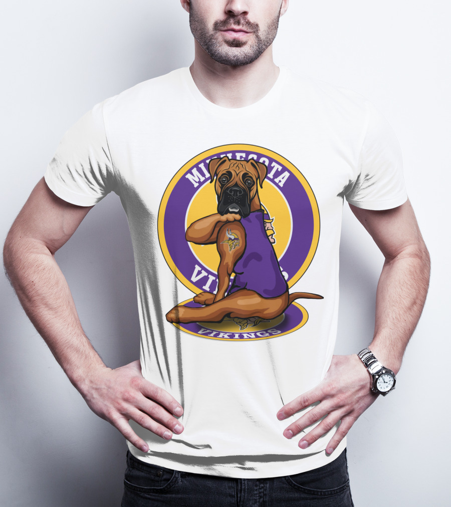 Minnesota Vikings Boxer Dog Tattoo T-Shirt