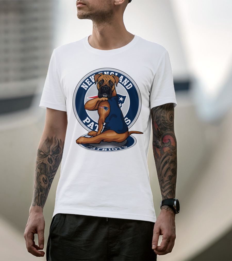 New England Patriots Boxer Dog T-Shirt
