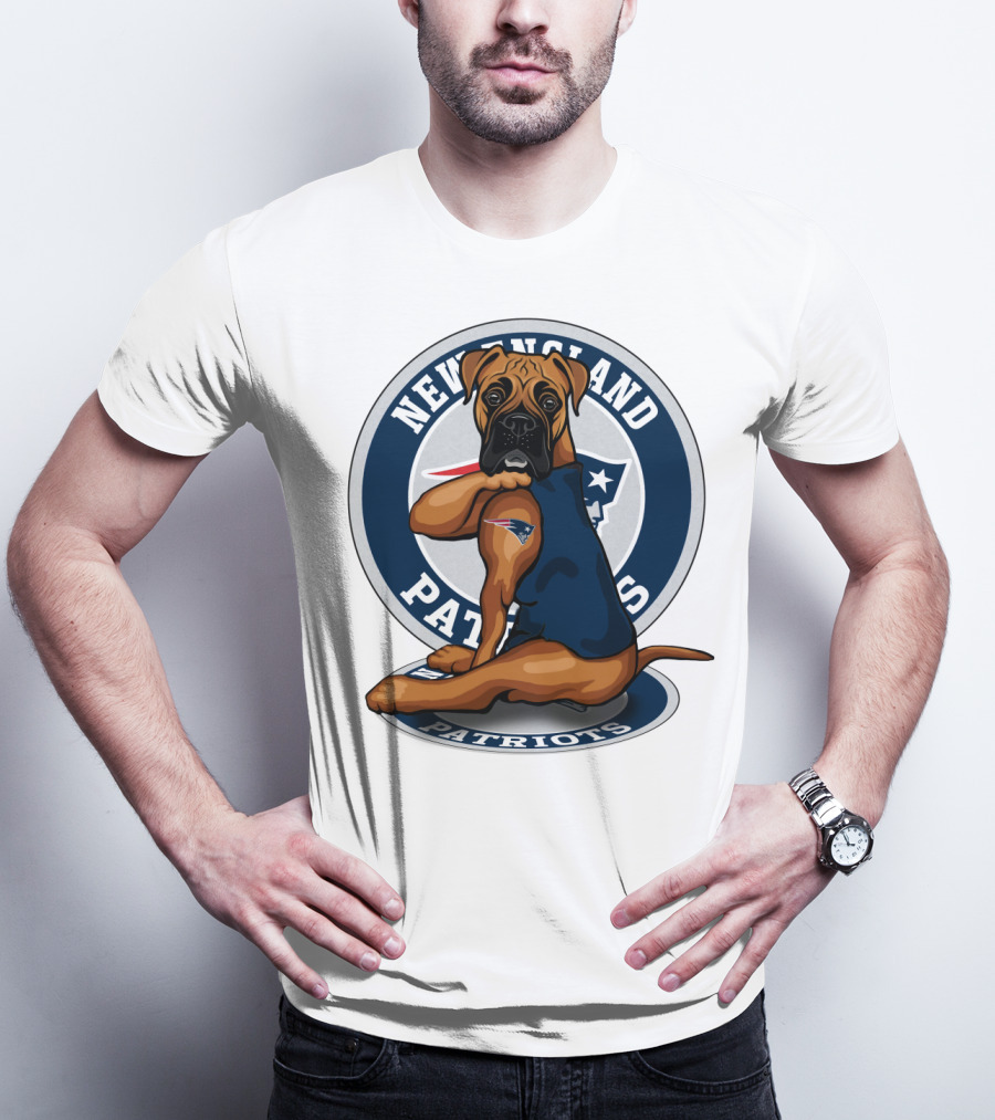 New England Patriots Boxer Dog T-Shirt