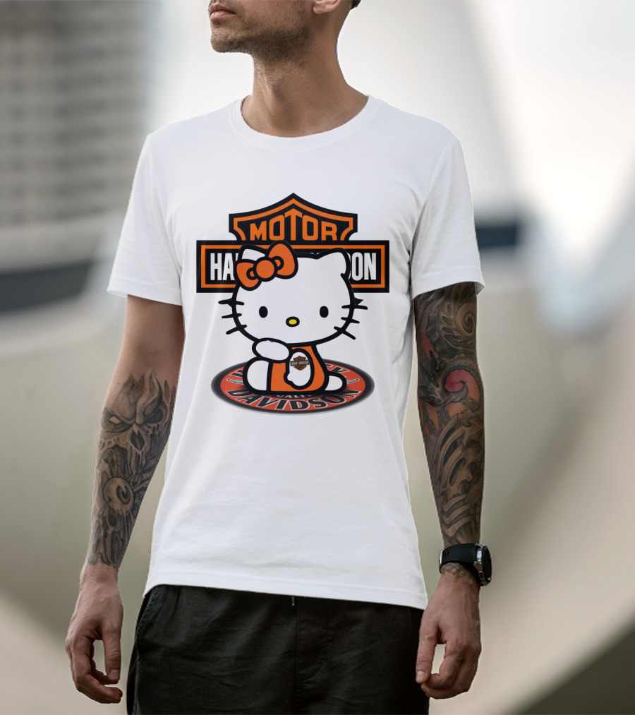 Harley Davidson Hello Kitty Motorcycles Logo Collaboration T-Shirt