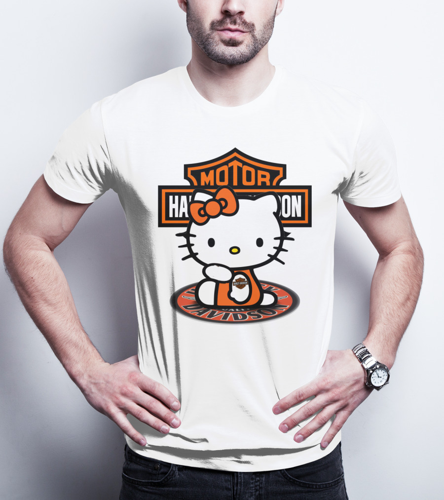Harley Davidson Hello Kitty Motorcycles Logo Collaboration T-Shirt