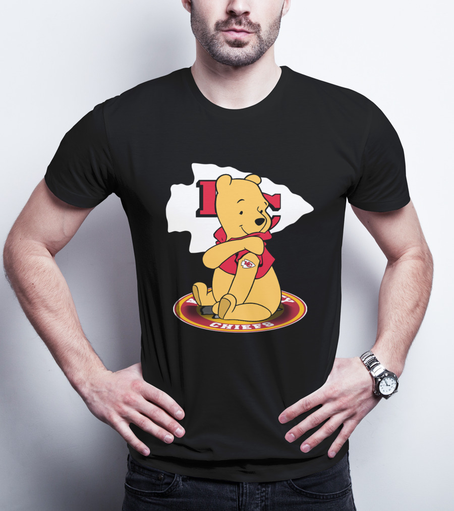 Pooh Character Chiefs KC Arrowhead Logo Circle T-Shirt