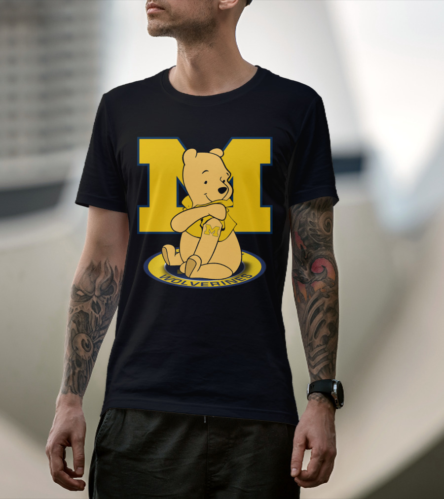 Pooh Bear Michigan Wolverines M Logo T-Shirt
