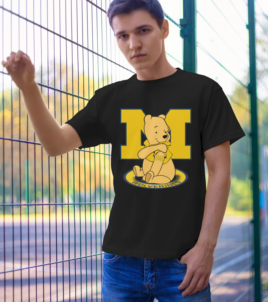 Pooh Bear Michigan Wolverines M Logo T-Shirt